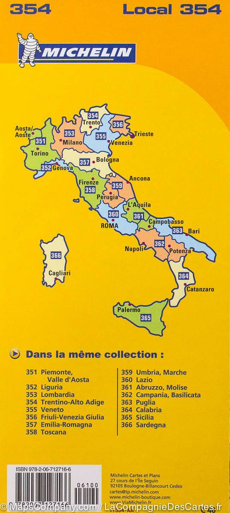 Italy Trentino Michelin Map 354, Buy Maps of Italy - Mapworld