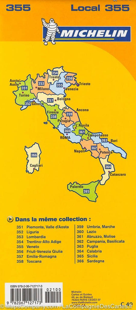 Italy Veneto Michelin Map 355, Buy Maps of Italy - Mapworld