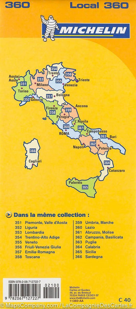 Italy Lazio Michelin Map 360, Buy Maps of Italy - Mapworld
