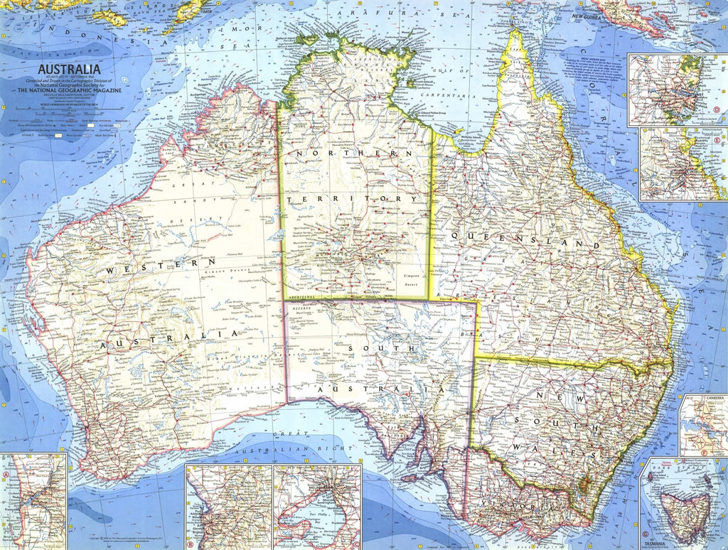 Australia 1963 Wall Map by National Geographic | Shop Mapworld