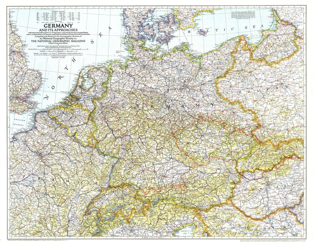 Germany and Its Approaches 1938-1939 National Geographic | Mapworld