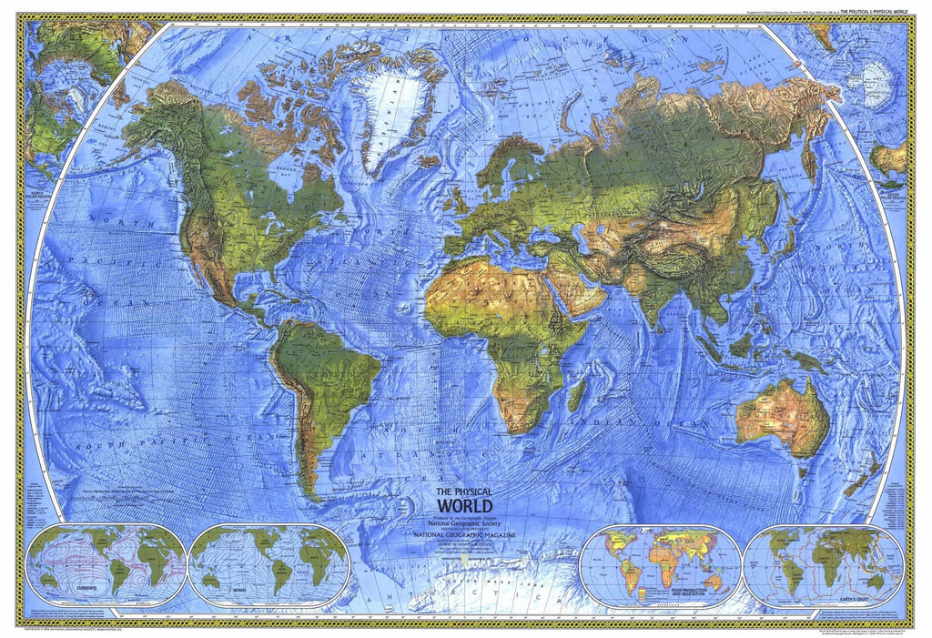 World Physical Wall Map 1975 by National Geographic | Shop Mapworld
