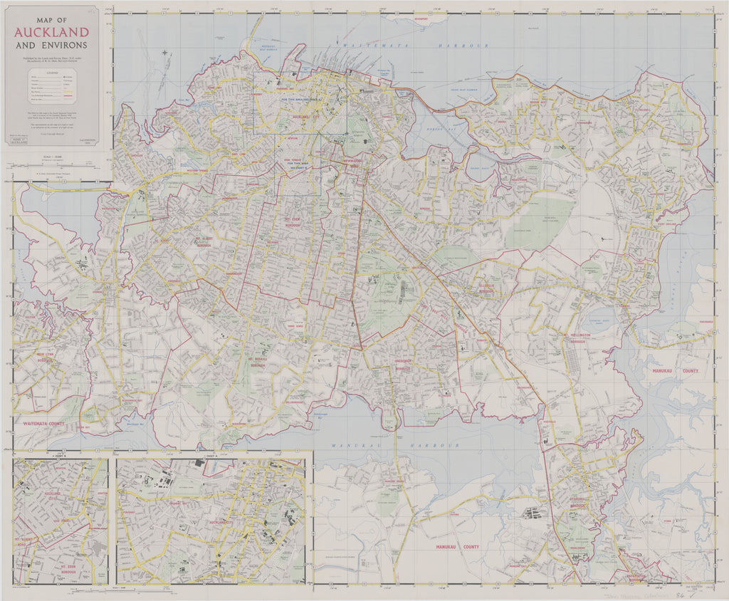 Auckland Historic Wall Map 1959 | Shop Mapworld