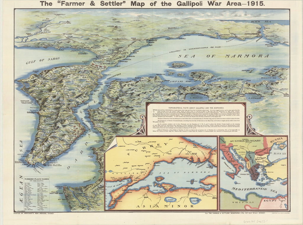 Gallipoli Map, Buy Vintage Wall Map of Gallipoli Peninsula - Mapworld