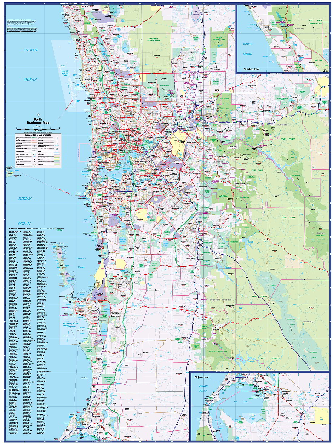Perth Business 2 Sheet Map UBD Laminated, Business Map - Mapworld