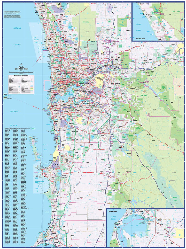 Perth Business UBD laminated super sized wall map - Mapworld
