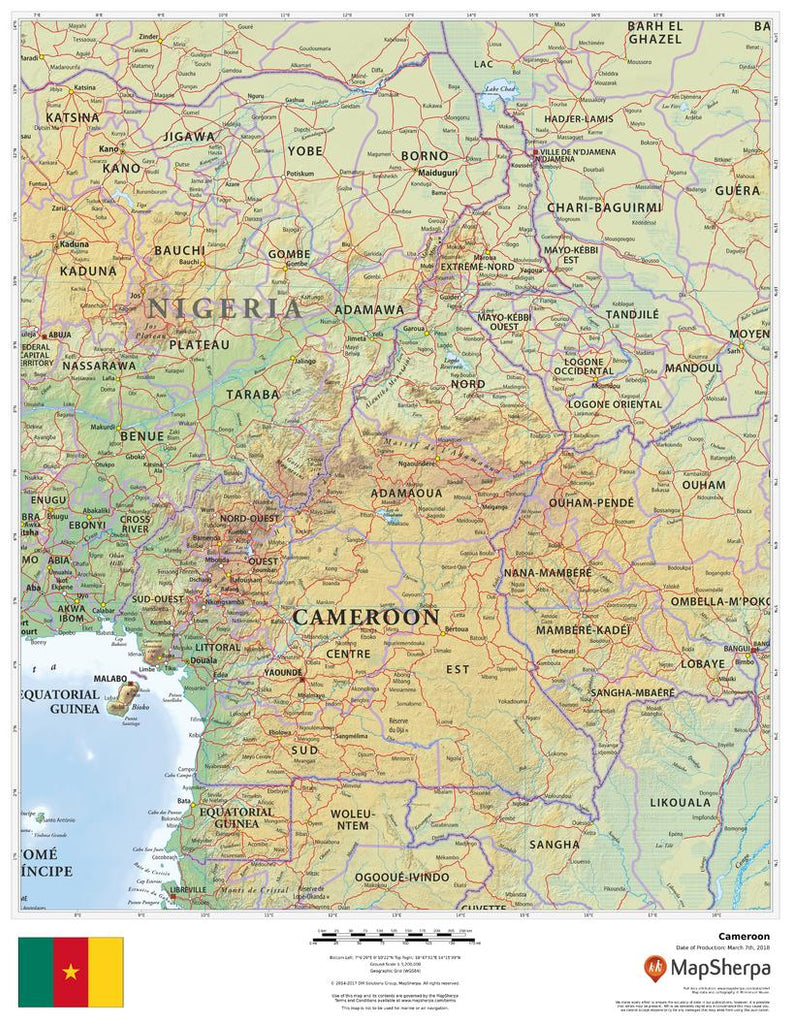 Cameroon Wall Map, Buy wall map of Cameroon | Shop Mapworld