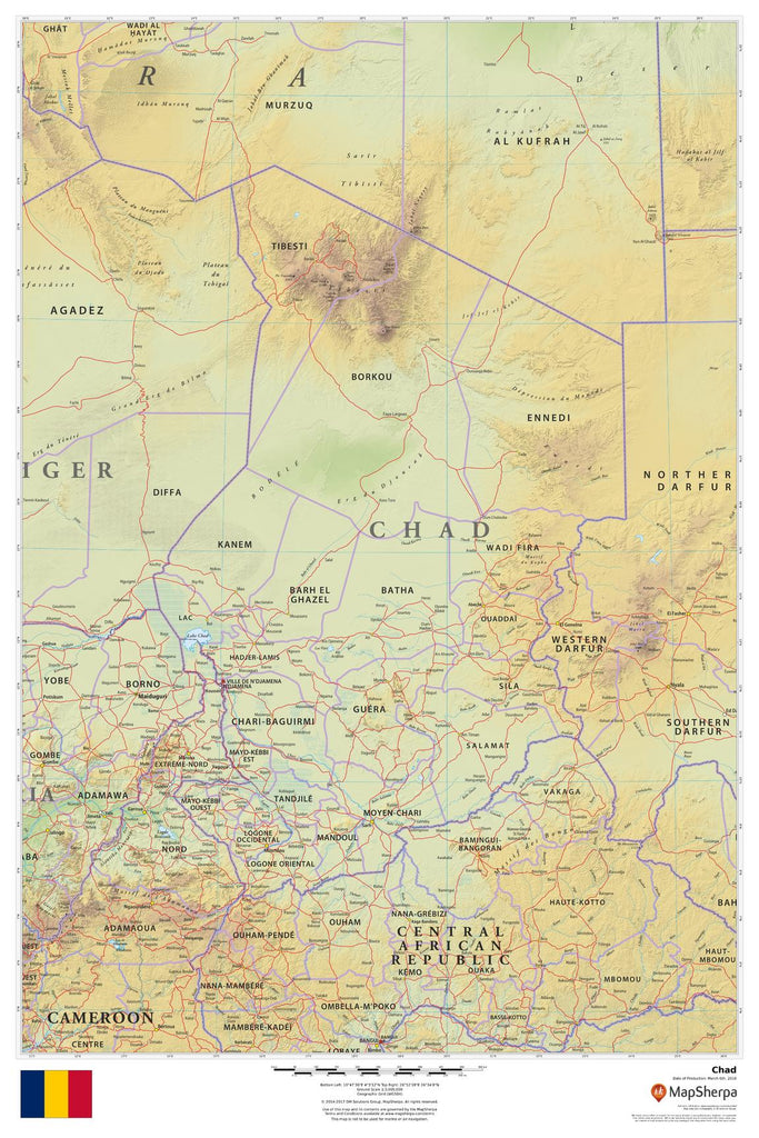 Chad wall map, Buy wall map of Chad | Shop Mapworld