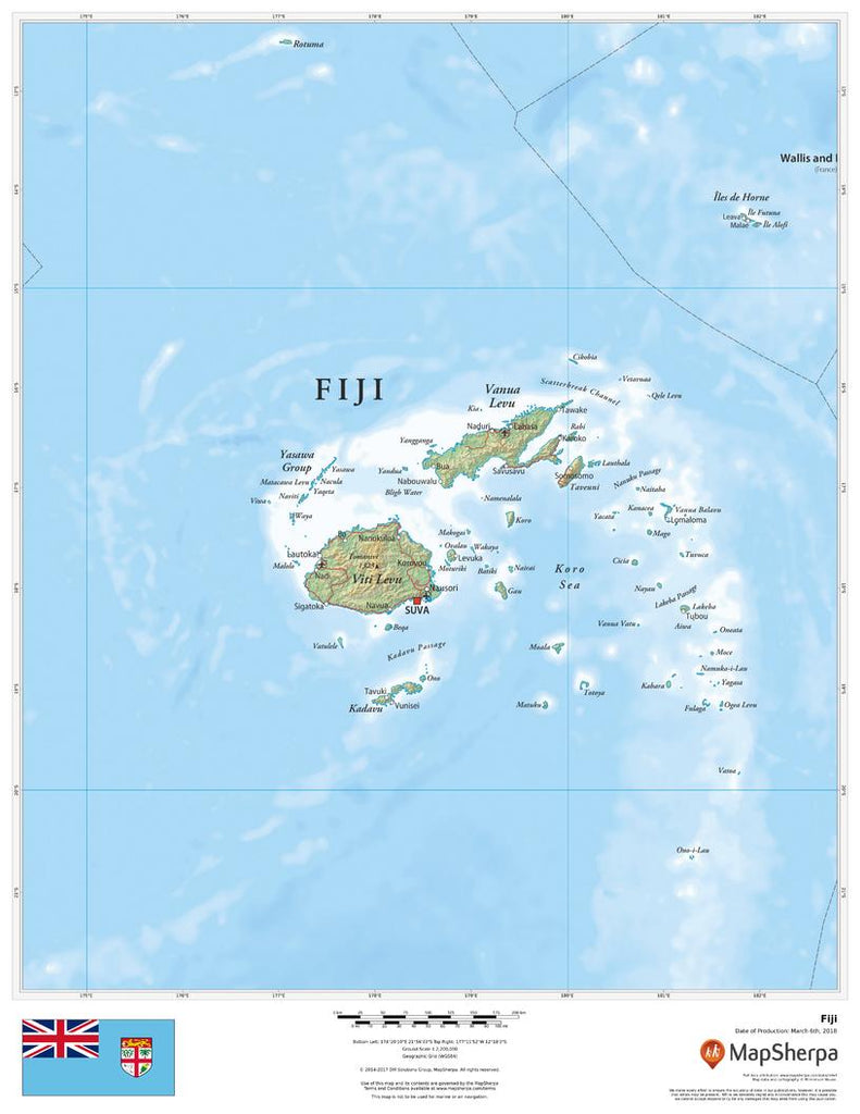 Fiji wall map, buy wall map of Fiji | Shop Mapworld