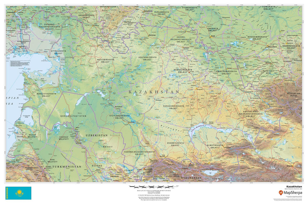 Kazakhstan wall map, buy wall map of Kazakhstan | Shop Mapworld