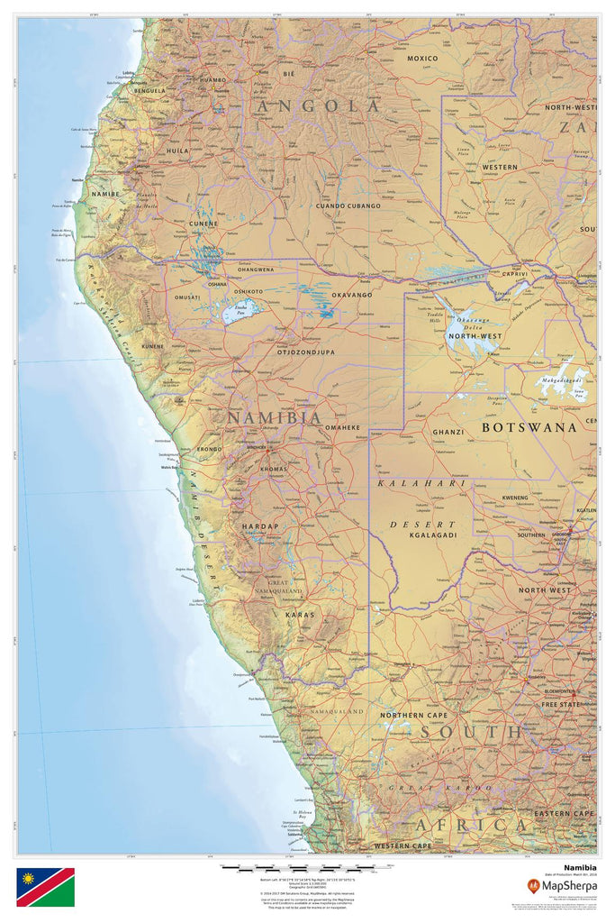 Namibia wall map, Buy wall map of Namibia | Shop Mapworld