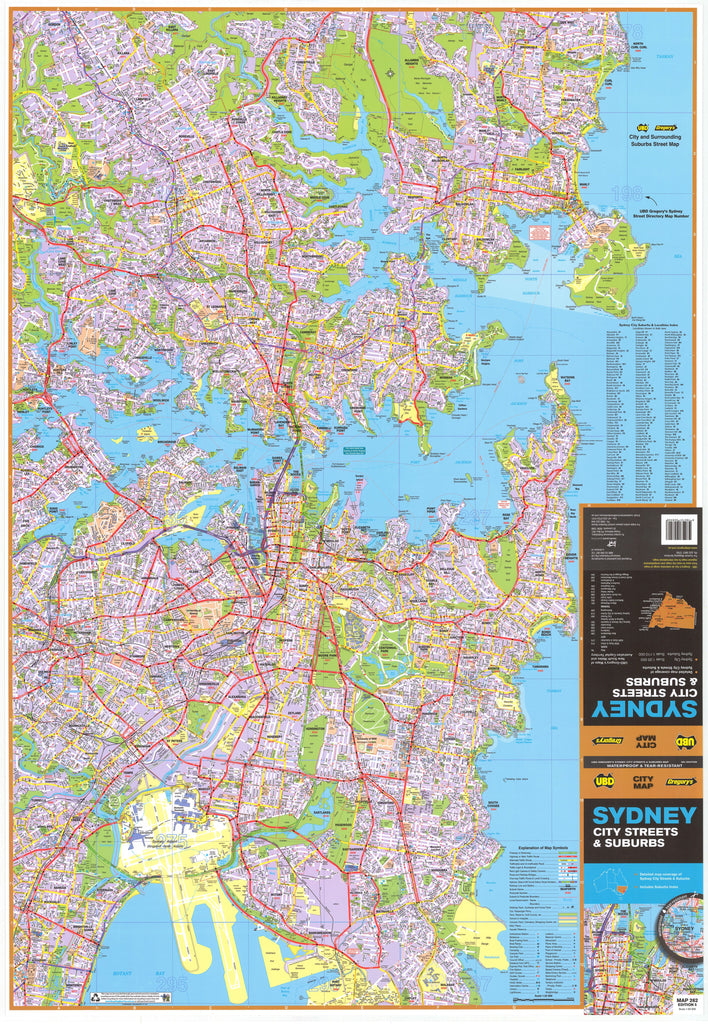 Sydney UBD wall map laminated, buy wall map of Sydney - Mapworld