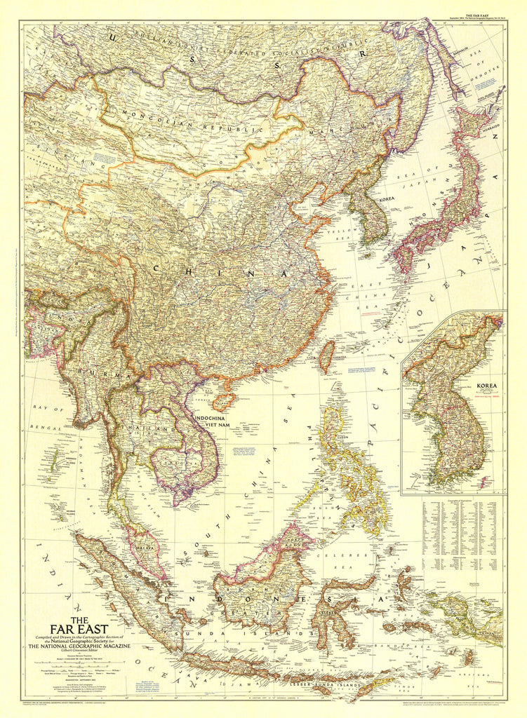 The Far East Map 1952 by National Geographic | Shop Mapworld