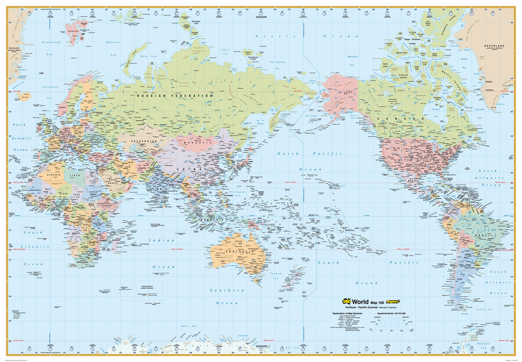 World Political 160 UBD 1000 x 690mm Laminated Wall Map